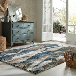 FLAIR RUGS Hochflor-Teppich &raquo;STREAM&laquo; rechteckig 30 mm H&ouml;he blau Obermaterial: 100% Polypropylen B : 120 cm 1 Stk.