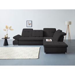 COTTA Ecksofa &raquo;Holiday L-Form mit Sitztiefen-, Armteil- und Kopfteilverstellung&laquo; wahlweise mit Bettfunktion & Bettkasten braun 100% Polyester