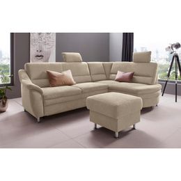 Places of Style Ecksofa »Cardoso L-Form« Federkern, wahlweise mit Bett, Schubkasten beige