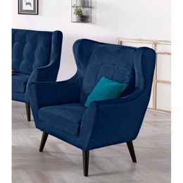 Andas Ohrensessel »Hemmink, Sessel, Loungesessel« mit Knopfheftung blau/aqua