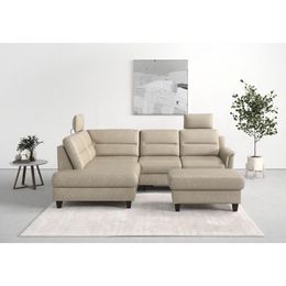 Sit & More SIT&MORE Ecksofa »Farö L-Form« inklusive Federkern, wahlweise mit Bettfunktion und Bettkasten beige
