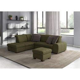 Sit & More SIT&MORE Ecksofa »Luxor L-Form« wahlweise mit Bettfunktion, Stauraum und Kopfteilverstellung olive