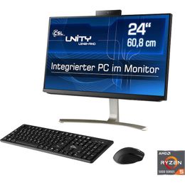 CSL All-in-One PC »Unity U24B-AMD / 5650GE / 1000 GB / 16 GB RAM / Win 11« schwarz Integrierte Webcam und kabelloses Tastatur/Maus-Set: Perfekt für...