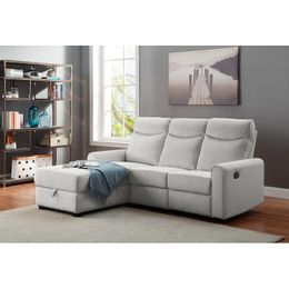 ATLANTIC HOME COLLECTION Ecksofa »Gero L-Form« mit Relaxfunktion und Stauraum, mit Cord-Bezug hellgrau
