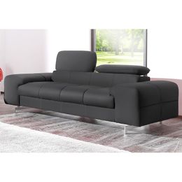 COTTA 2-Sitzer &raquo;Chef&laquo; Big-Sofa mit Kopfteilverstellung, edle Metallkufen schwarz Softlux -Kunstleder;NaturLeder (echtes Rindsleder);Luxus-Microfaser (