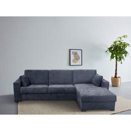 Home Affaire Ecksofa »Roma "M" Matratzenhöhe 14 cm, Dauerschlaffunktion, mit Unterfederung, « Liegemaße ca 143x198 cm, L-Form dunkelblau