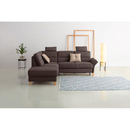 Home Affaire Ecksofa &raquo;Westerland L-Form&laquo; Federkern-Polsterung, wahlweise mit Bettfunktion, Bettkasten braun 100% Polyester