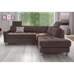 Sit & More SIT&MORE Ecksofa »Pablo L-Form« wahlweise mit Bettfunktion dunkelbraun