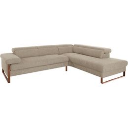 W.Schillig Ecksofa &raquo;finn, Designsofa mit tollem Sitzkomfort, bequem, L-Form&laquo; German Design Award 2016, Fu&szlig;gestell Nussbaum natur, Breite 281 cm braun 