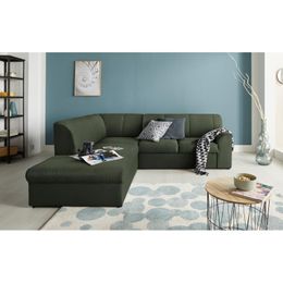 DOMO collection Ecksofa »Topper zeitlos elegant, kompakte Stellmaße, OTTOs Choice, L-Form« mit Ottomane, wahlweise mit Schlaffunktion grün