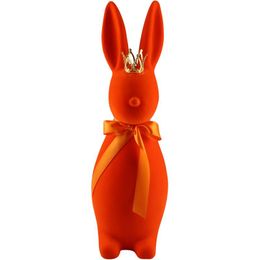 AM Design Dekofigur &raquo;Hase mit Schleife und Krone in samtiger Flock-Haptik&laquo; Osterdeko, in zwei Gr&ouml;&szlig;en orange