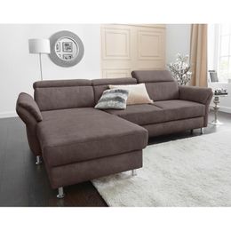 Sit & More SIT&MORE Ecksofa »Avignon L-Form« Kopfteilverstellung, wahlweise mit Bettfunktion und Bettkasten braun