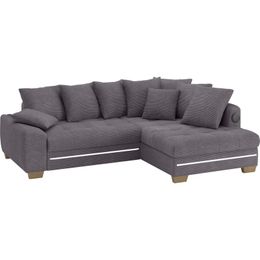 MR. COUCH Ecksofa »Nikita II, L-Form« mit Kaltschaum, RGB-LED, Soundsystem, wahlweise mit Bett, Bettkasten Stripes 8629 stone