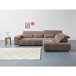COTTA Ecksofa &raquo;Orion L-Form&laquo; mit Kopfteilverstellung & 5 Nierenkissen grau 90% Polyester, 10% Polyamid