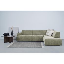 Andas Ecksofa »Linkka, Breite 282 cm« L-Form, in einem weichen Chenille-Stoff, mit Wellenunterfederung green