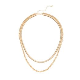 Lascana Collier »Layerkette« 2 reihige Halskette, Schlangenkette und Zopfkette in Layer Optik goldfarben