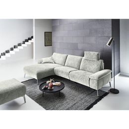 Inosign Ecksofa »Bellini L-Form« teilmotorische Relaxfunktion an 1 Element, klappbare Armlehnen hellgrau