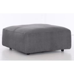 Musterring Hocker &raquo;LUCIA&laquo; grau Flachgewebe VALMONT (60% Baumwolle/40% Leinen);Leder PURO, pigmentiertes Leder;Microfaser CRONA (100% Polyester);Flachgewebe 