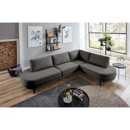 ATLANTIC HOME COLLECTION Ecksofa »Ronny L-Form« mit Wellenunterfederung, organische Formsprache, organisches Sofa anthrazit