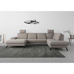 Sit & More sit&more Wohnlandschaft &raquo;Cinturo U-Form&laquo; inklusive Sitztiefenverstellung und Federkern, Sitzh&ouml;he 45 cm grau
