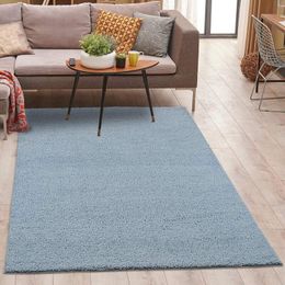 Carpet City Hochflor-Teppich »Plainy« rechteckig 30 mm Höhe Shaggy Polyester Teppich, besonders weich, Uni-Farben blau Obermaterial: 100% Polyester...