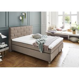 Westfalia Schlafkomfort Boxspringbett mit Topper dark-beige