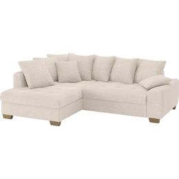 Ecksofa &raquo;Nikita II, L-Form, bis 140kg pro Sitzplatz belastbar&laquo; mit Kaltschaumpolsterung, wahlweise mit Bett und Bettkasten beige Stripes (92% 