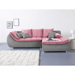 Inosign Ecksofa »Imola, elegant und modern, aktuelle Steppung im Sitz, bequem, L-Form« frei im Raum stellbar, wahlweise mit Bettfunktion und...