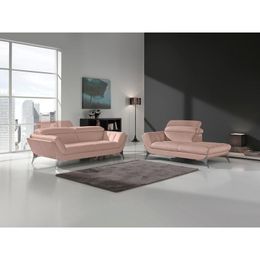 Egoitaliano Polstergarnitur »Sueli« Set, bestehend aus Sofa und Recamiere, Kopfteilverstellung, Bezug Leder millenium rose +
