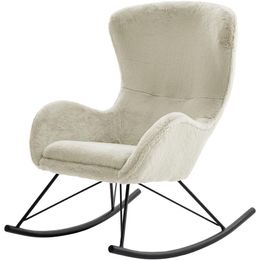 MCA furniture Schaukelstuhl »ORIOLO« () Polyester in kuscheliger Teddy Optik creme + schwarz matt lackiert