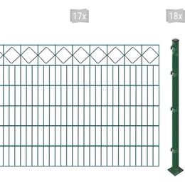 Arvotec Doppelstabmattenzaun &raquo;ESSENTIAL 120 zum Aufschrauben "Karo" mit Zierleiste&laquo; Zaunh&ouml;he 120 cm, Zaunl&auml;nge 2 - 60 m gr&uuml;n Kunststoff, Stahl