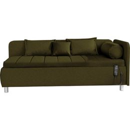 Alina Schlafsofa »Kiana« Liegefläche 90/200 cm oder 100/200 cm, Bettkasten, Zierkissen-Set olivgrau TMD 3