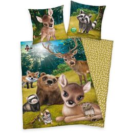 Quelle Kinderbettwäsche »Animal Club« mit tollem Waldtier-Motiv bunt Obermaterial: 100% Baumwolle B/L: 135 cm x 200 cm