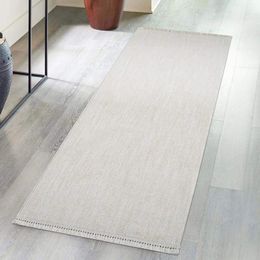 Carpet City Teppich »CLASICO 0052« rechteckig 11 mm Höhe Läufer, Kurzflor, Hochtief-Muster, Boho, Fransen, Wohnzimmer creme Obermaterial: 100%...