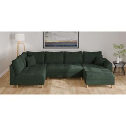 Home Affaire Wohnlandschaft &raquo;CHARRE U-Form mit Ottomane, Ma&szlig;e B/T/H: 310/161/81 cm&laquo; feine Steppung, lose R&uuml;cken- und Zierkissen, auch in Cord und 