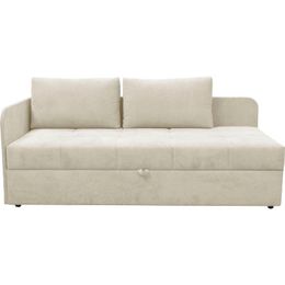 Alina Schlafsofa &raquo;Marla&laquo; inkl. Stauraum & 2 R&uuml;ckenkissen, Armlehne wahlweise links oder rechts wei&szlig; Struktur fein XBO (100% Polyester)