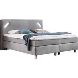 Westfalia Schlafkomfort Boxspringbett mit LED-Beleuchtung und Topper grey