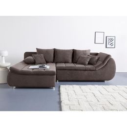 Inosign Ecksofa »Imola, elegant und modern, aktuelle Steppung im Sitz, bequem, L-Form« frei im Raum stellbar, wahlweise mit Bettfunktion und...