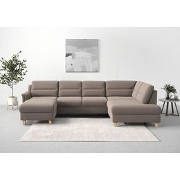 Sit & More SIT&MORE Wohnlandschaft »Farö U-Form« inklusive Federkern, wahlweise mit Bettfunktion und Bettkasten taupe