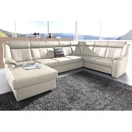 Sit & More sit&more Wohnlandschaft &raquo;Basel U-Form&laquo; wahlweise mit Relaxfunktion wei&szlig; Luxus-Microfaser Altara Nubuck (100% Polyester);Kunstleder SOFTLUX ;NaturLEDER