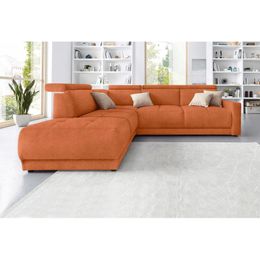 DOMO collection Ecksofa »Ava, moderne Sitzheftung mit toller Doppelnaht, komfortabel, L-Form« mit Ottomane, inkl. Federkern, wahlweise mit...