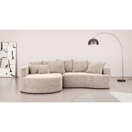 Inosign Ecksofa »Kahekili, Schlafsofa mit Bettkasten, Maße B/T/H: 255/181/90/ cm« L-Form mit Wellenunterfederung, 7 Rückenkissen und 2 Zierkissen...
