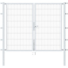 Alberts Zaundoppelt&uuml;r &raquo;Flexo&laquo; 200 cm Breite, in versch. H&ouml;hen silber Stahl