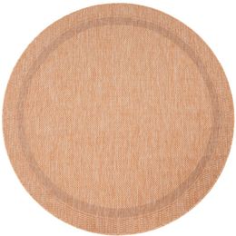 Paco Home Teppich »Roma 272« rund 4 mm Höhe Flachgewebe, meliert, mit dezenter Bordüre, In- und Outdoor geeignet beige Obermaterial: 100%...