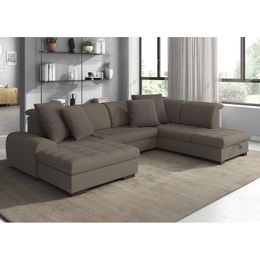 Sit & More SIT&MORE Wohnlandschaft »Luxor U-Form« wahlweise mit Bettfunktion, Bettkasten und Kopfteilverstellung dunkelbeige