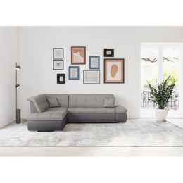 DOMO collection Ecksofa »Moric L-Form« wahlweise mit Bettfunktion und Armlehnenverstellung, auch in Cord grau/silber