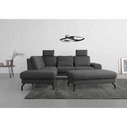 Sit & More SIT&MORE Ecksofa »Cinturo L-Form« inklusive Sitztiefenverstellung und Federkern, Sitzhöhe 48 cm anthrazit