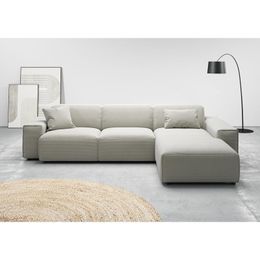 Andas Ecksofa »Glimminge auch in Breitcord, Feincord, Bouclé + Easy care-Bezug« L-Form, Breite 294, Zierkissen hellgrau