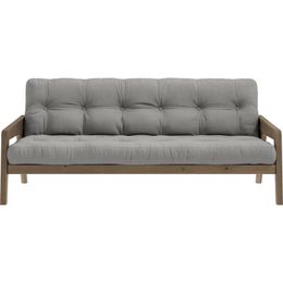 Karup Design Schlafsofa Mit Holzstruktur, inkl. Futonmatratze, Liegefl&auml;che 130x190 cm grau 80% Baumwolle + 20% polyester