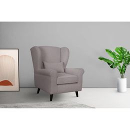 Home Affaire Sessel &raquo;Ohrensessel CHISTELLE, wahlweise mit Polsterhocker&laquo; mit Wellenunterfederung, Ma&szlig;e: B/T/H: 81/87/99 cm beige 100% Polyester